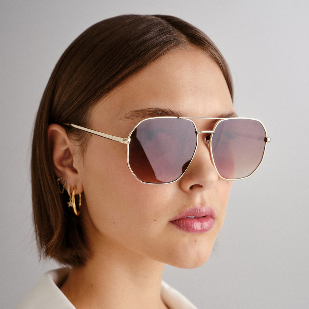 Corvus Gold Dark Tort Uni-Sex Aviator Sunglasses | Aire – AIRE US